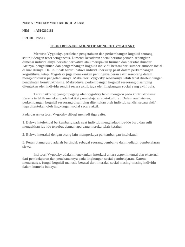 1C - A510210181 - MUHAMMAD BAHRUL ALAM - Pembelajaran Kognitif Menurut ...