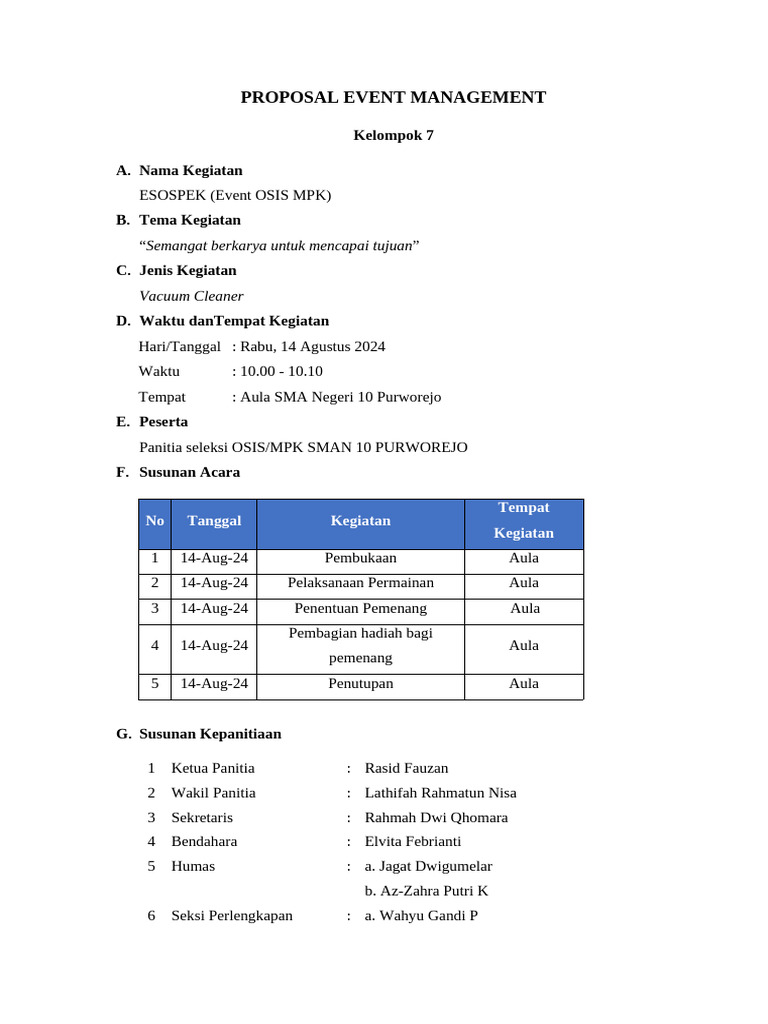 Proposal Event Management | PDF