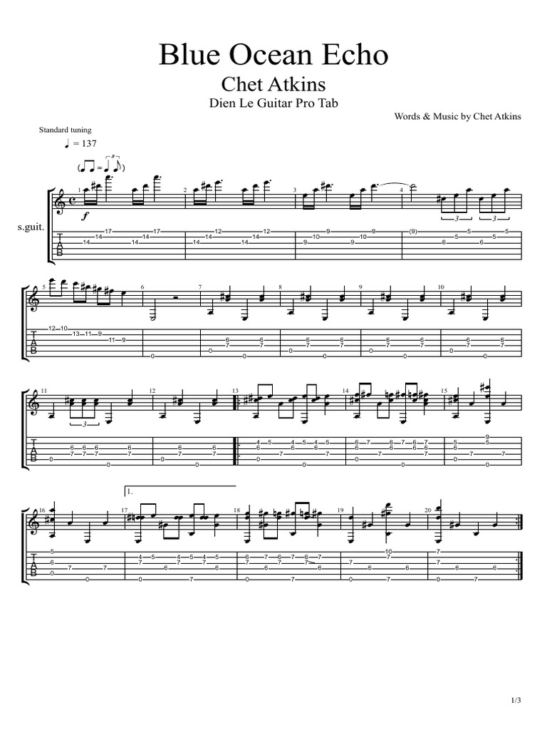 Chet Atkins - Blue Ocean Echo - Guitar Tab | PDF