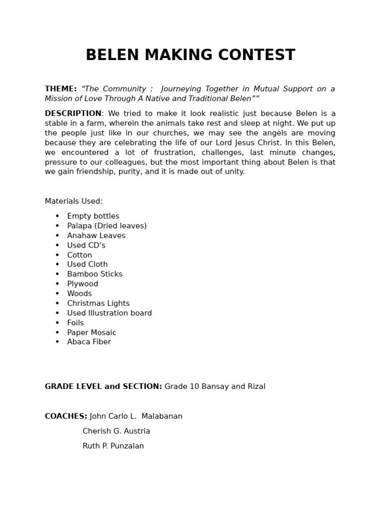 Belen Making Contest | PDF