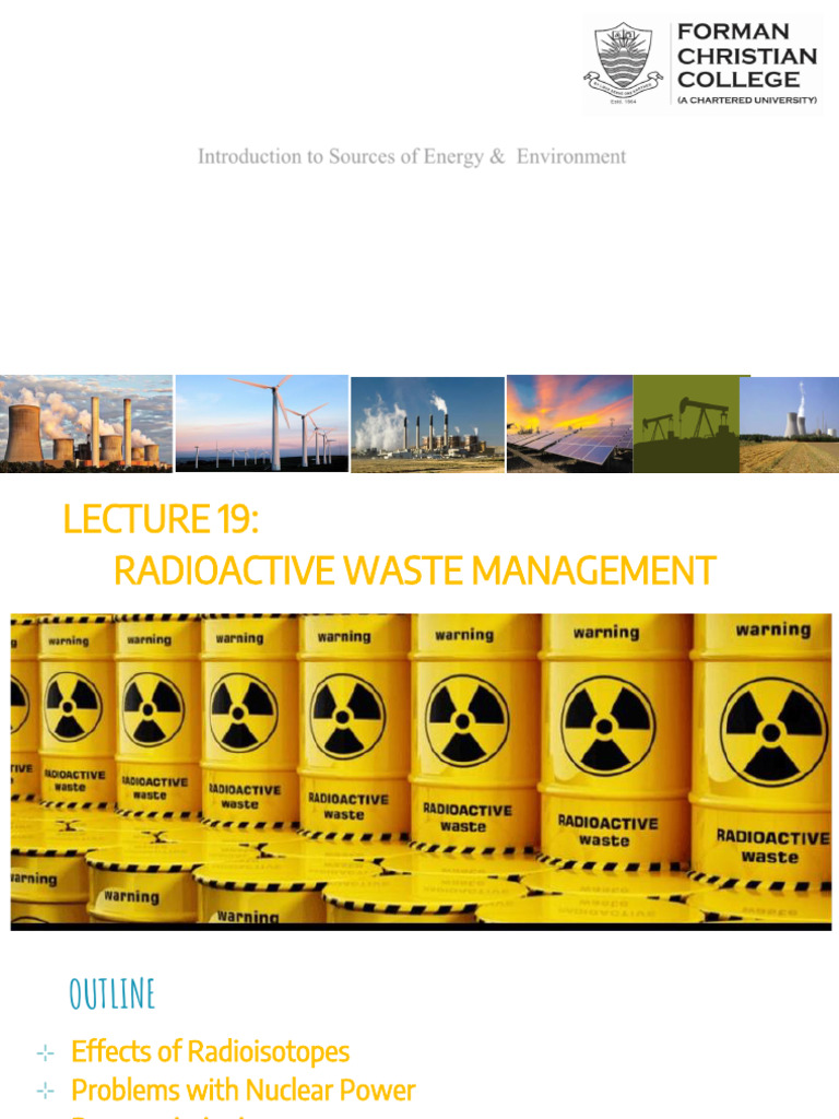 ENVR 151.lecture 19.radioactive Waste Management) | PDF
