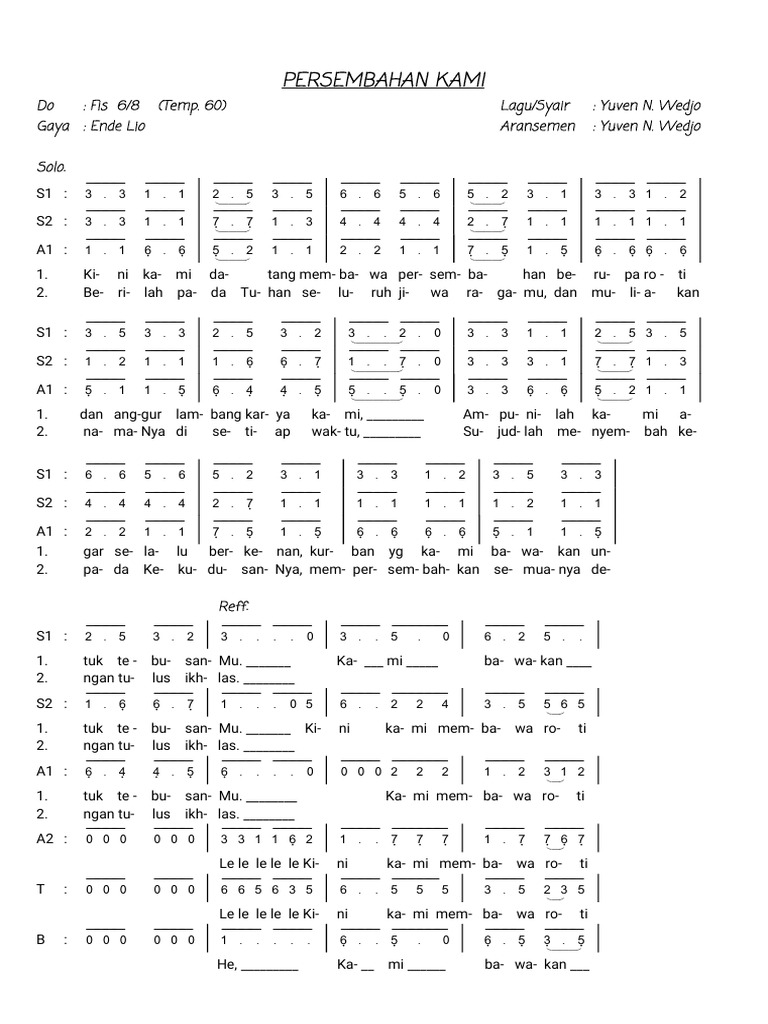 Lirik Lagu Persembahan Kami Katolik | PDF