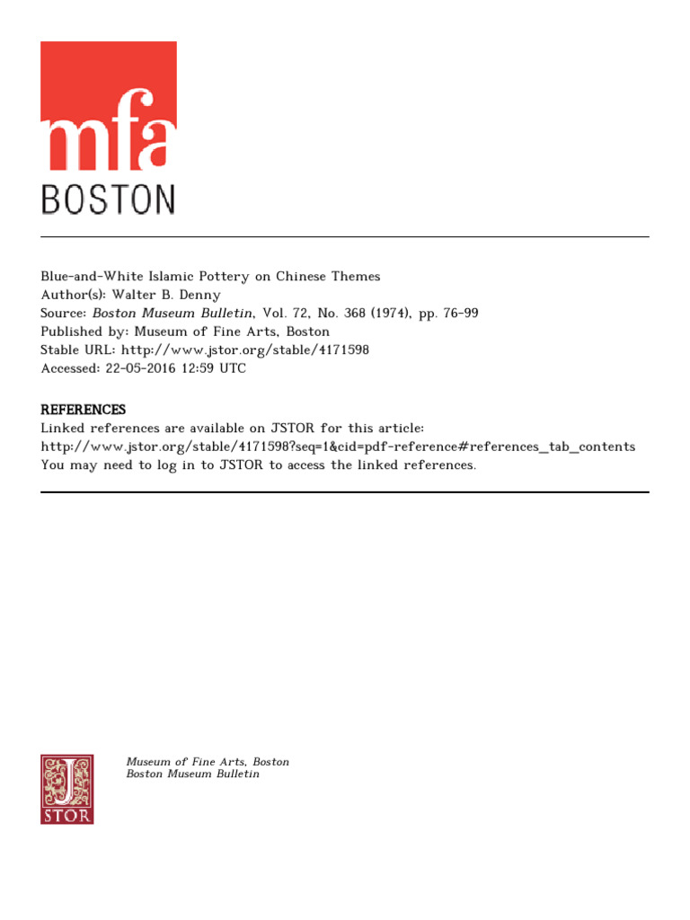 BLUE AND BHITE ISLAMIC POTTERY ON CHINESE THEMES | PDF