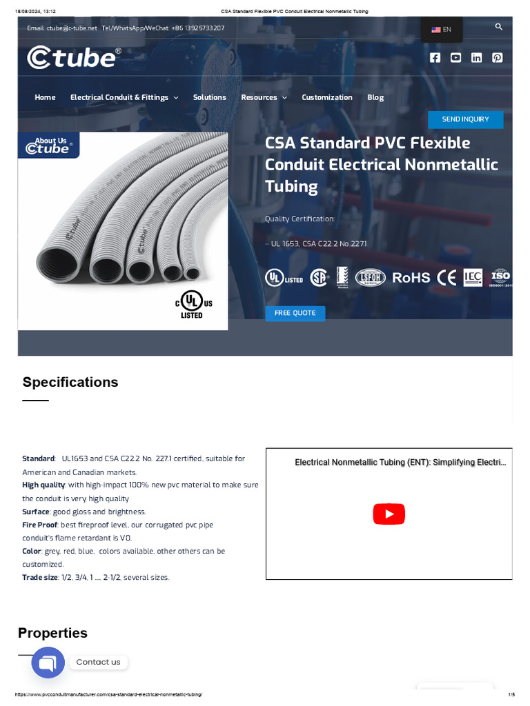 CSA Standard Flexible PVC Conduit Electrical Nonmetallic Tubing | PDF ...