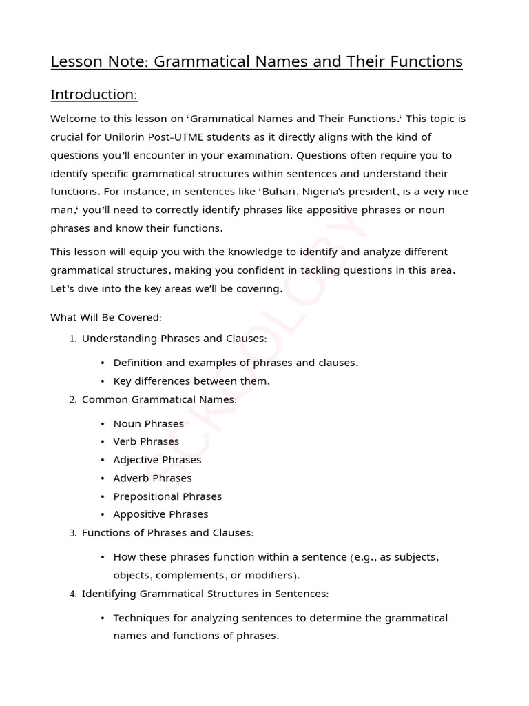 Grammatical Names | PDF