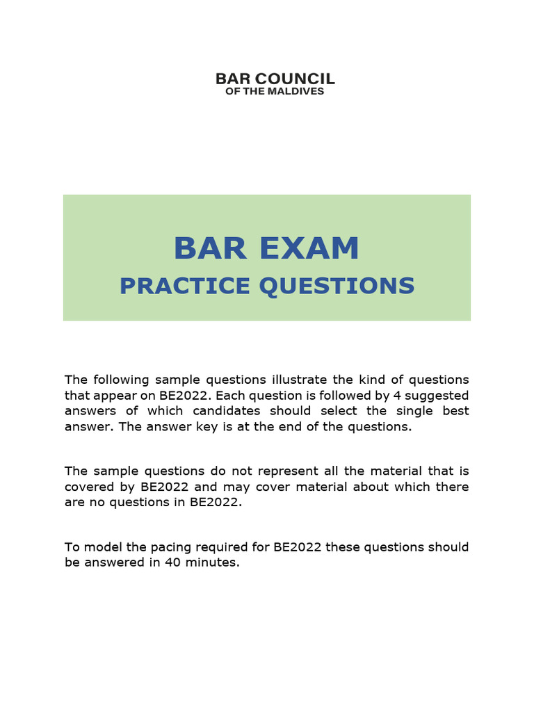 Bar Exam Practice Questions | PDF