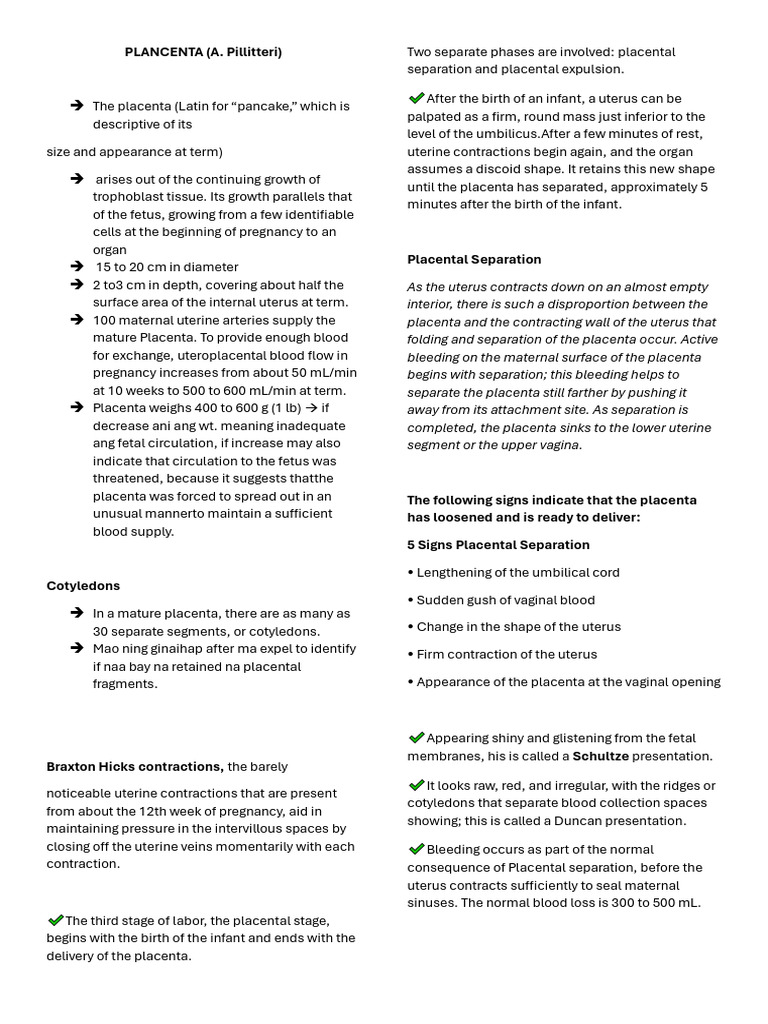 PLACENTA Summary | PDF