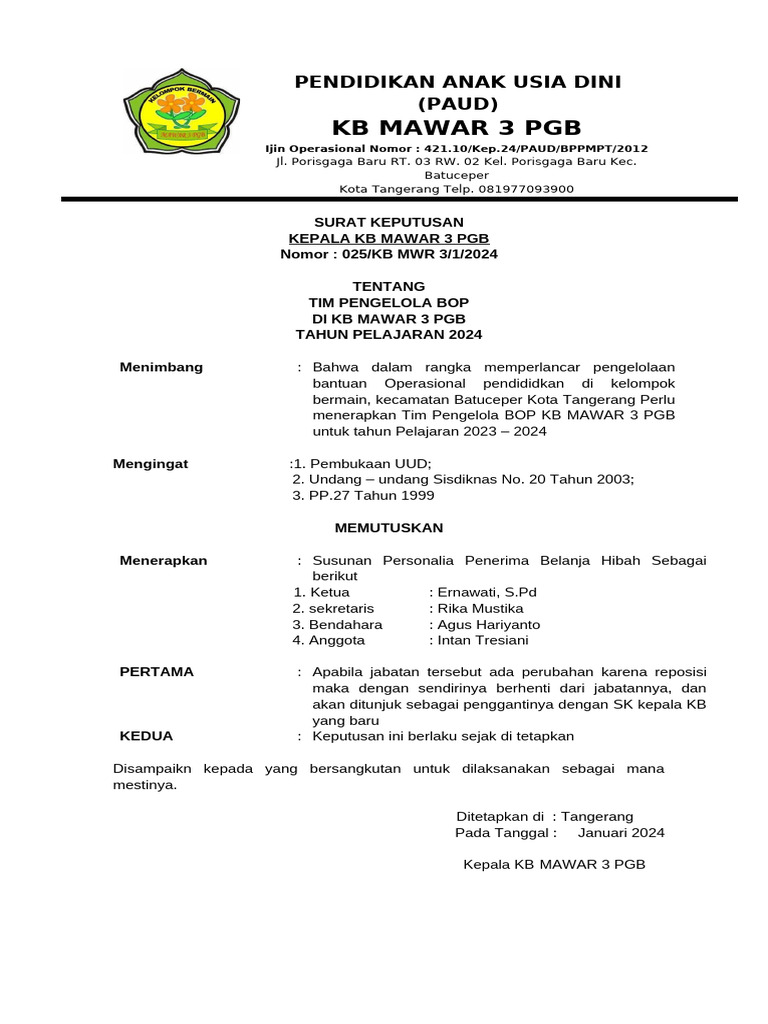 Daftar Pembayaran Honor (SPJ BOP) 2 | PDF