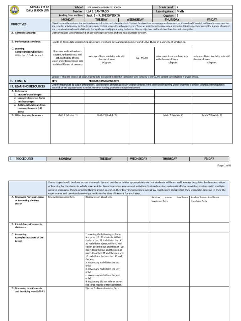 Math7 Q1 WK3 | PDF | Learning | Mathematics