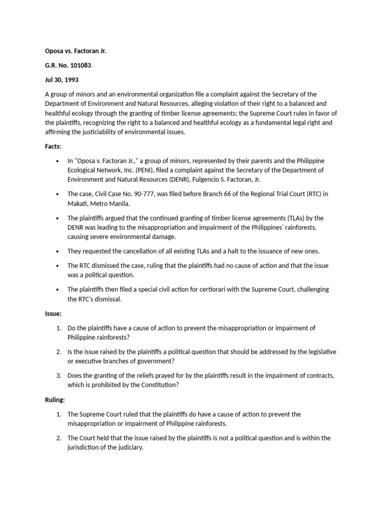Oposa vs. Factoran Jr. | PDF