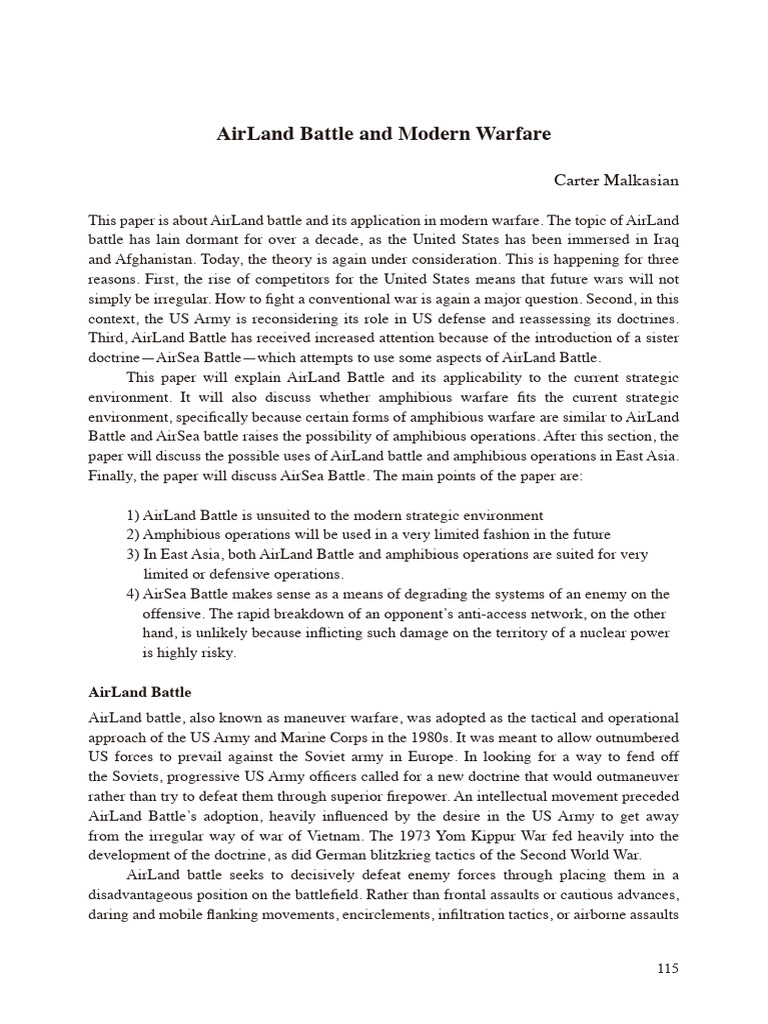Air Land Battle and Modern Warfare | PDF | Maneuver Warfare | Battles