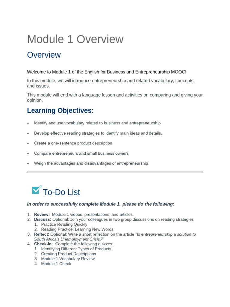 Module 1 Business | PDF