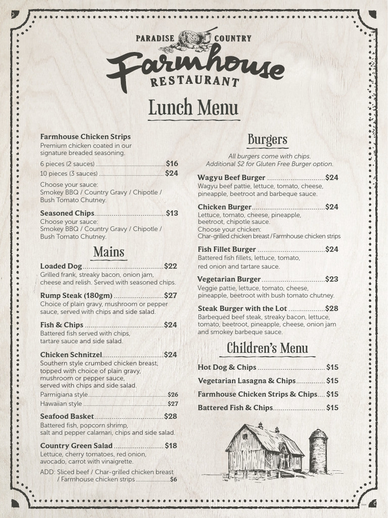 pc2102207 Farmhouse Menu LunchNoCrop 1 | PDF | Hamburgers | Cooking ...