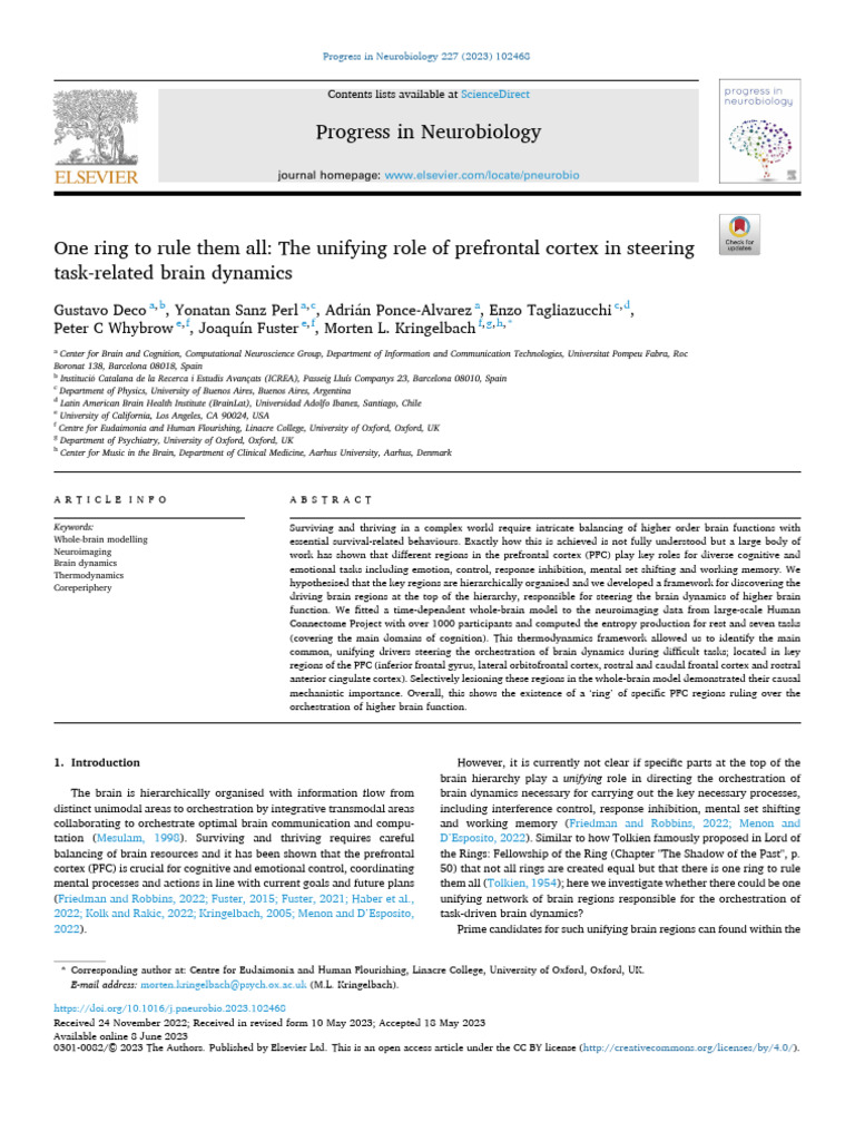 One Ring To Rule Them All. The Unifying Role of Prefrontal Cortex in ...