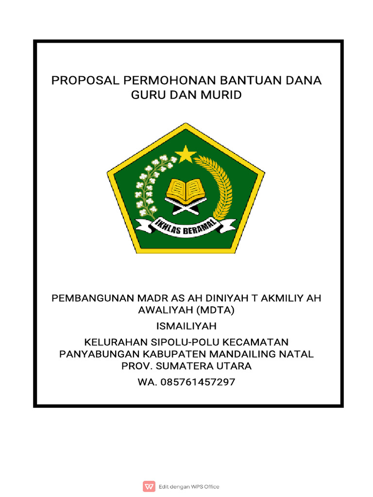 Propossal Bantuan Dana Madrasah Ismailiyah | PDF