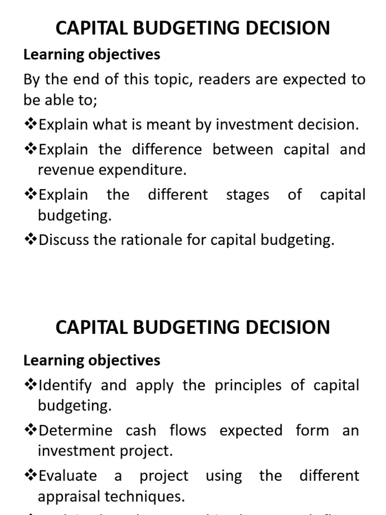 CAPITAL BUDGETING DECISION | PDF
