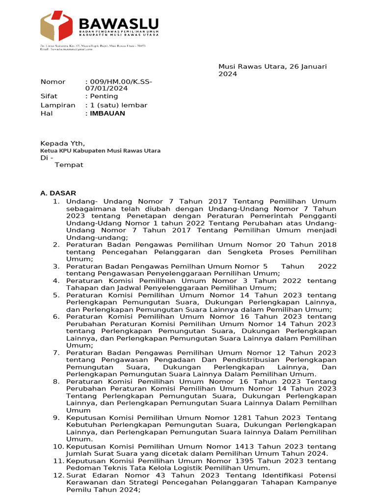 Surat Imbauan Kpu | PDF