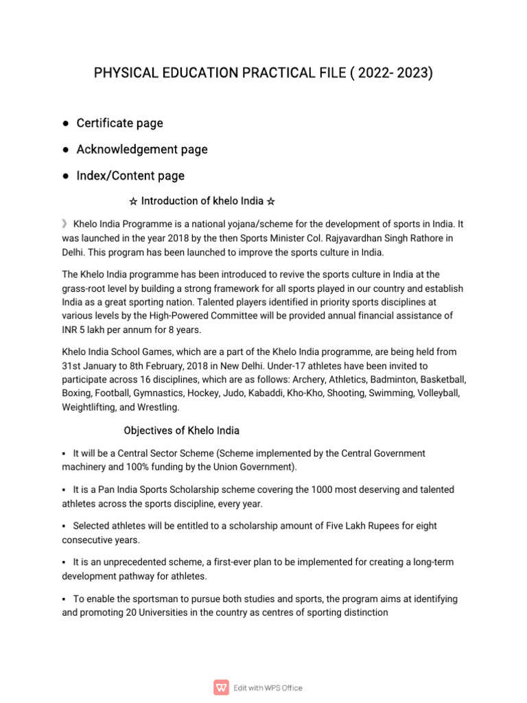 PE Practical File 12 (2022-2023) - WPS Office | PDF