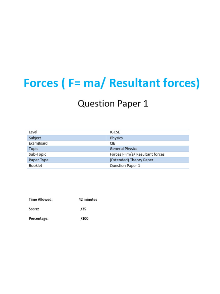152.1-f Ma Resultant Forces - Cie Igcse Physics Ext-Theory-Qp | PDF | Force | Rocket