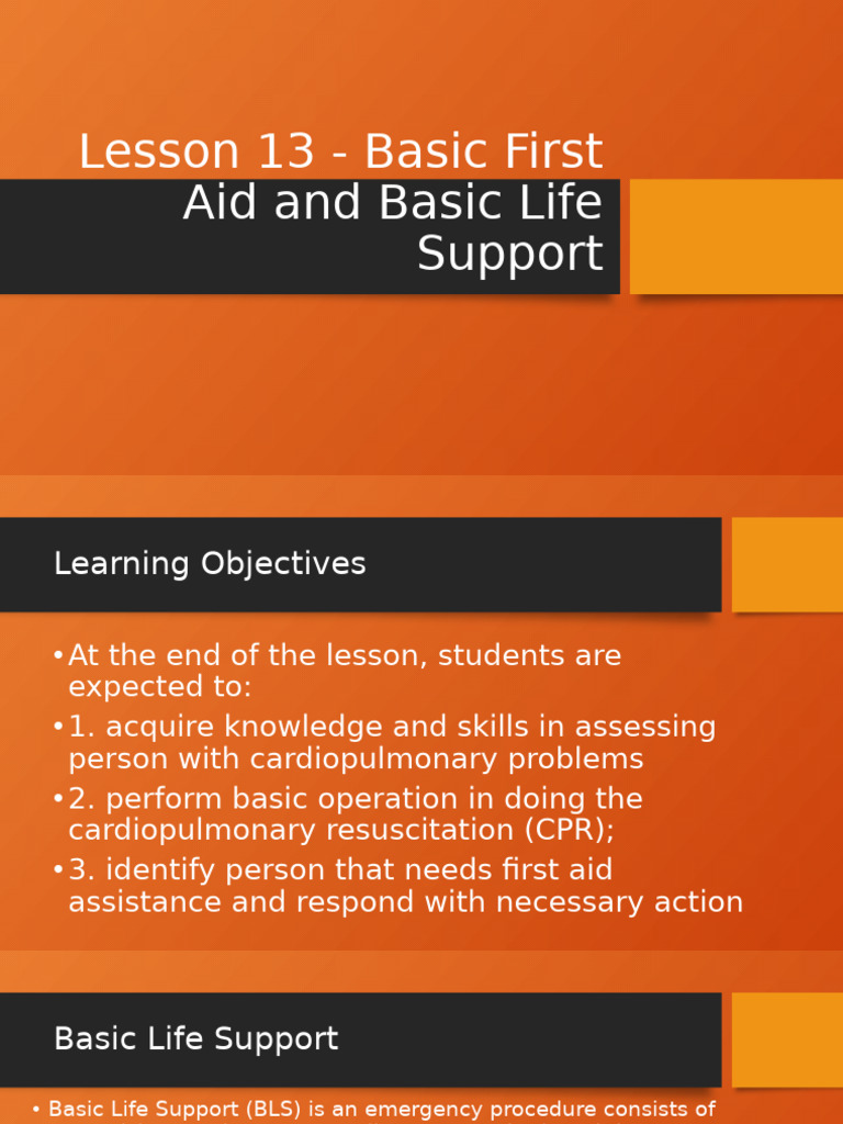 Lesson 13 Basic First Aid and Basic Life Support | PDF
