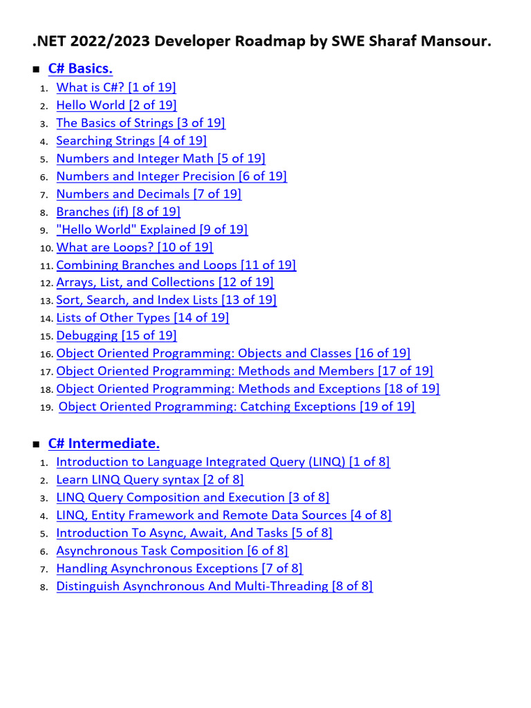 Dotnet Roadmap | PDF Dotnet Roadmap | PDF