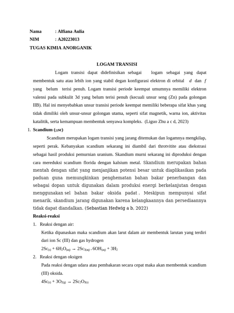 LOGAM TRANSISI by Alfiana Aulia | PDF