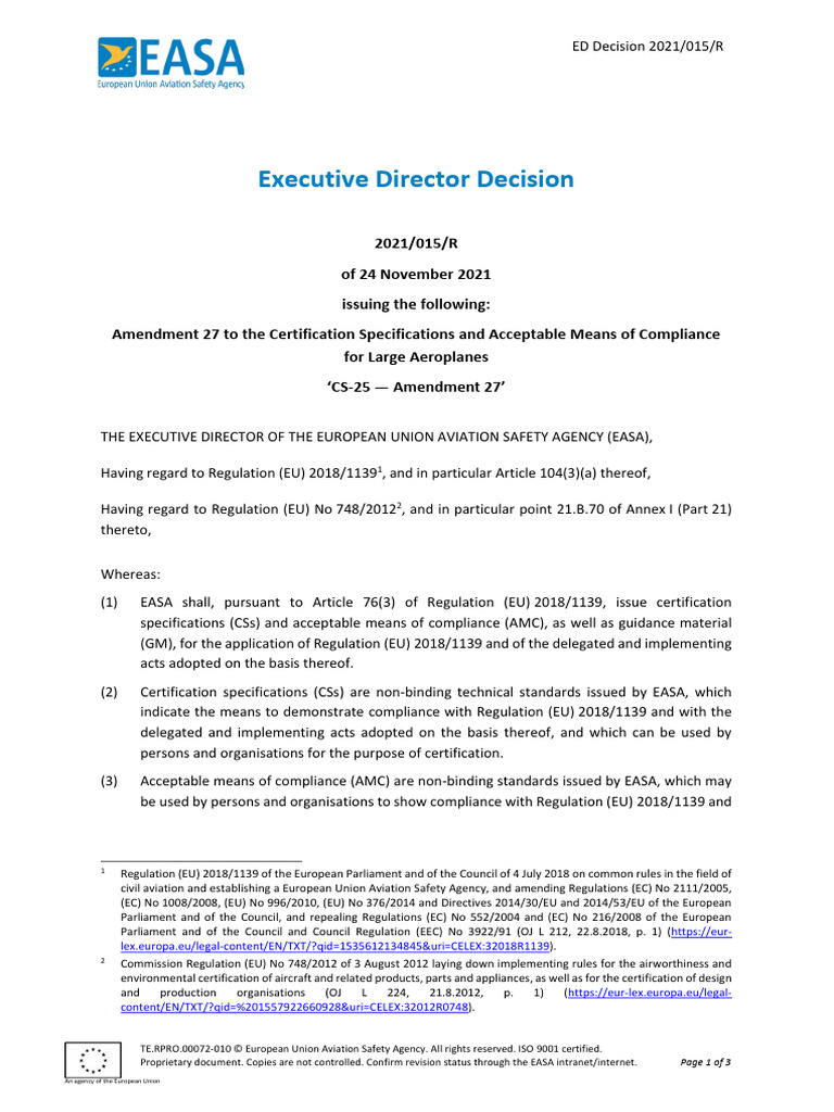 EASA CS-25-Amendment 27 | PDF