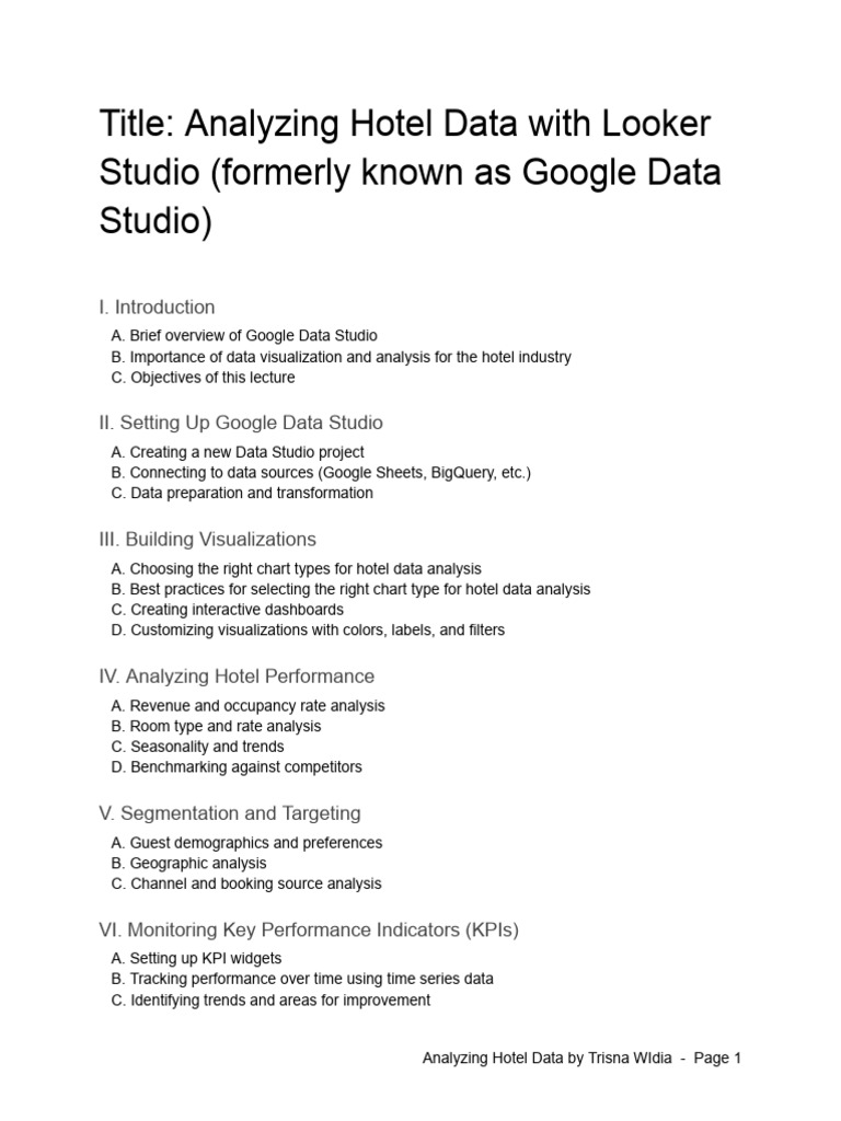 Analyzing Hotel Data with Google Data Studio | PDF