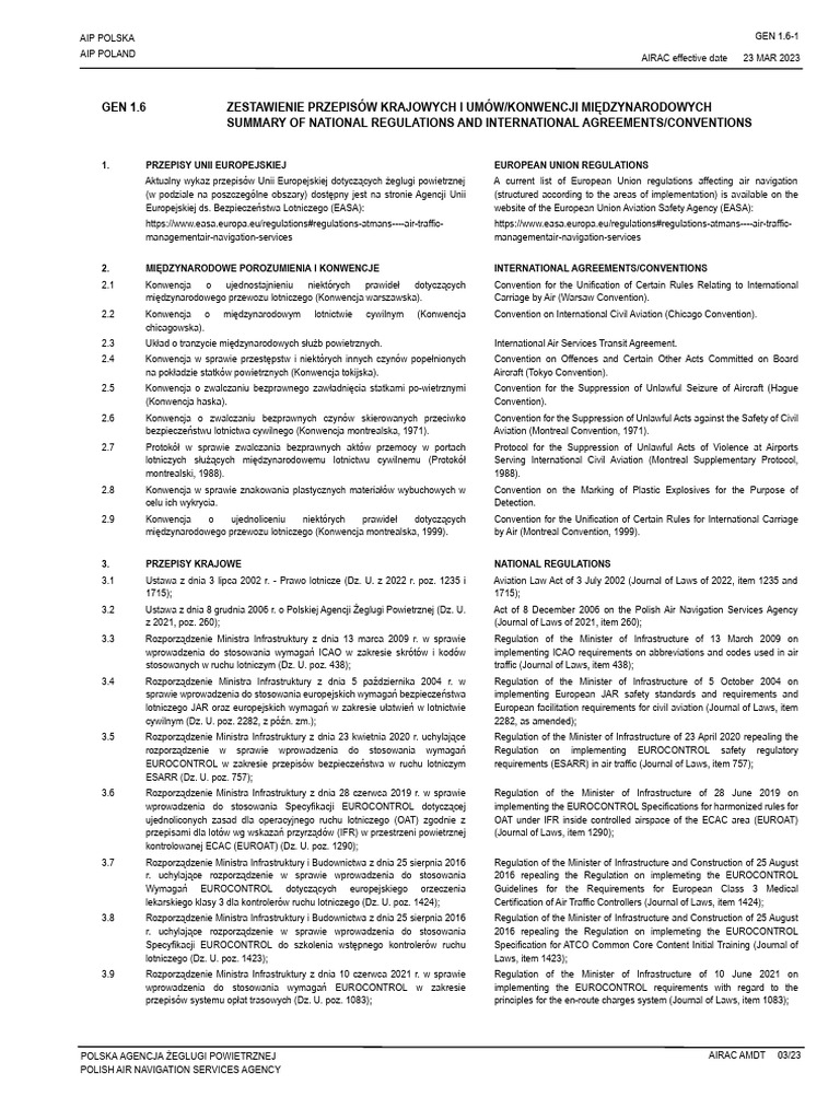 AIP Polska EP - GEN - 1 - 6 Zestawienie Przepisów | PDF