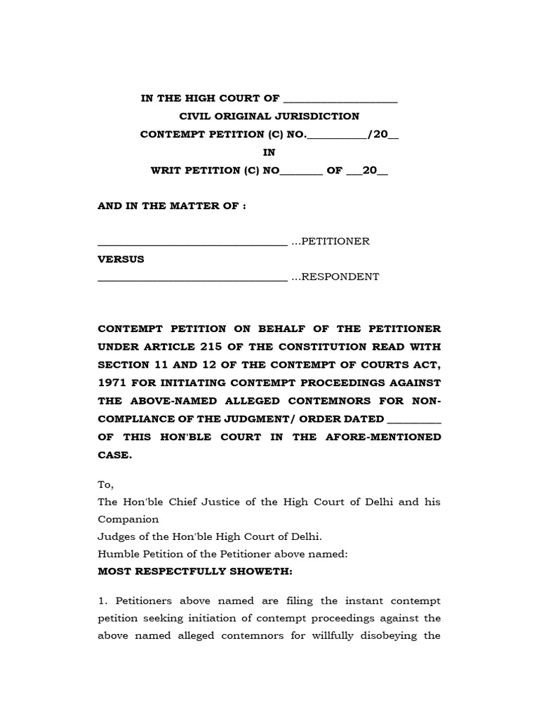 Contempt Application - Format | PDF
