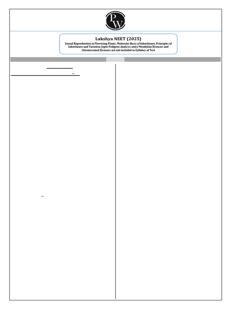 Board Pattern Test 01 Botany Test Paper | PDF