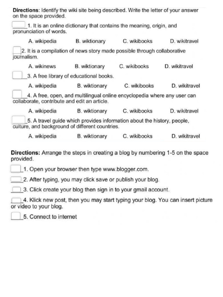 creating blog worksheet | PDF