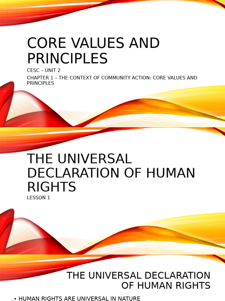 Core Values and Principles of Community Action CESC UNIT 2 | PDF