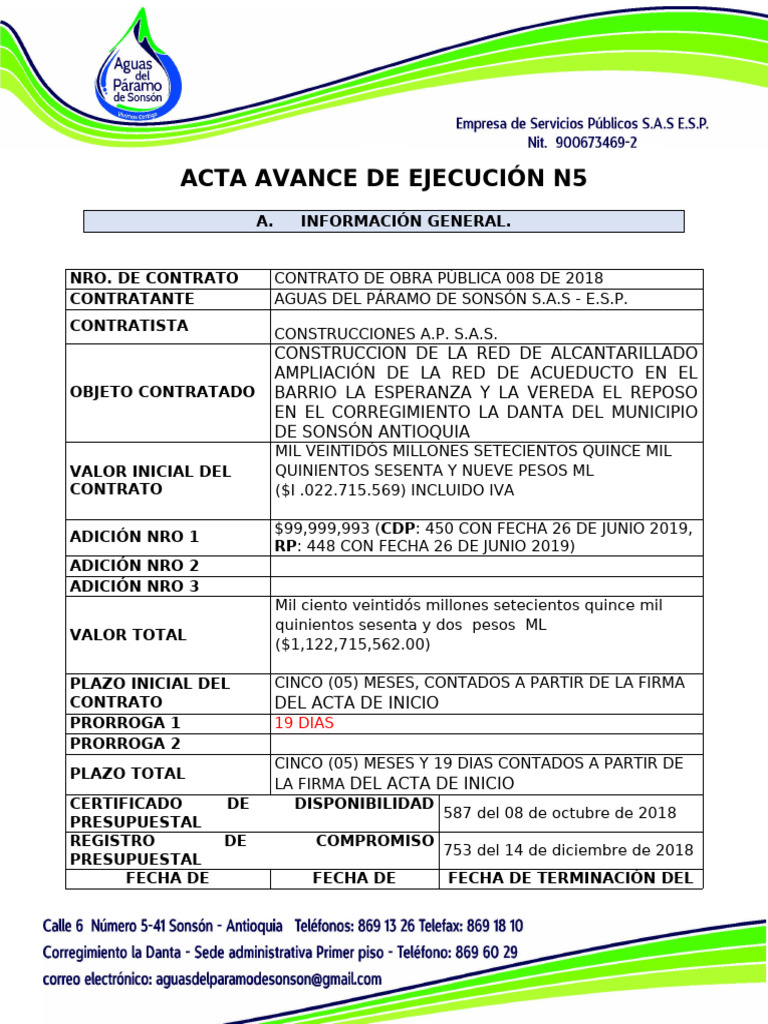 Acta de Ejecucion - N5 Def | PDF