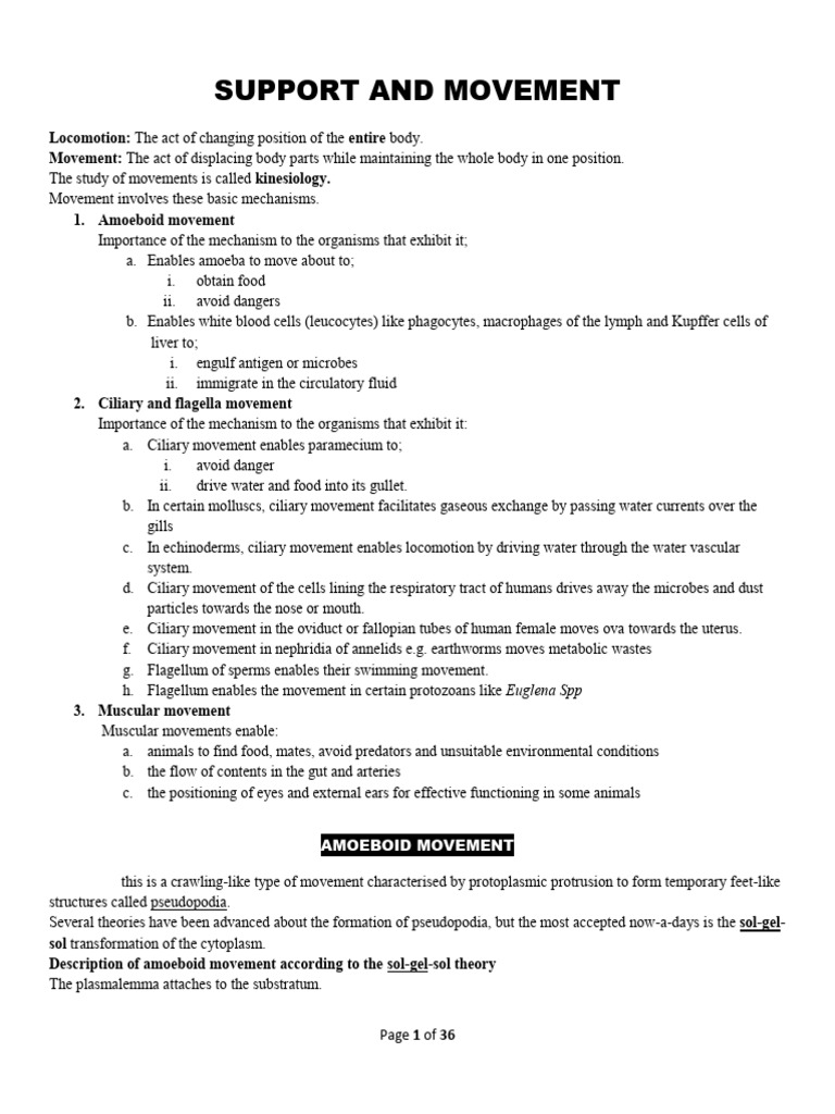 Uace Biology (Locomotion Notes) 2 | PDF