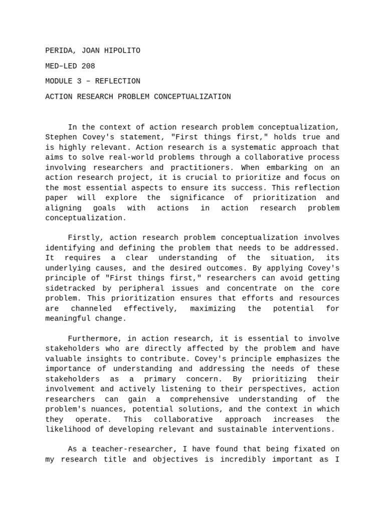 Module 3 - Reflection - Perida Joan | PDF