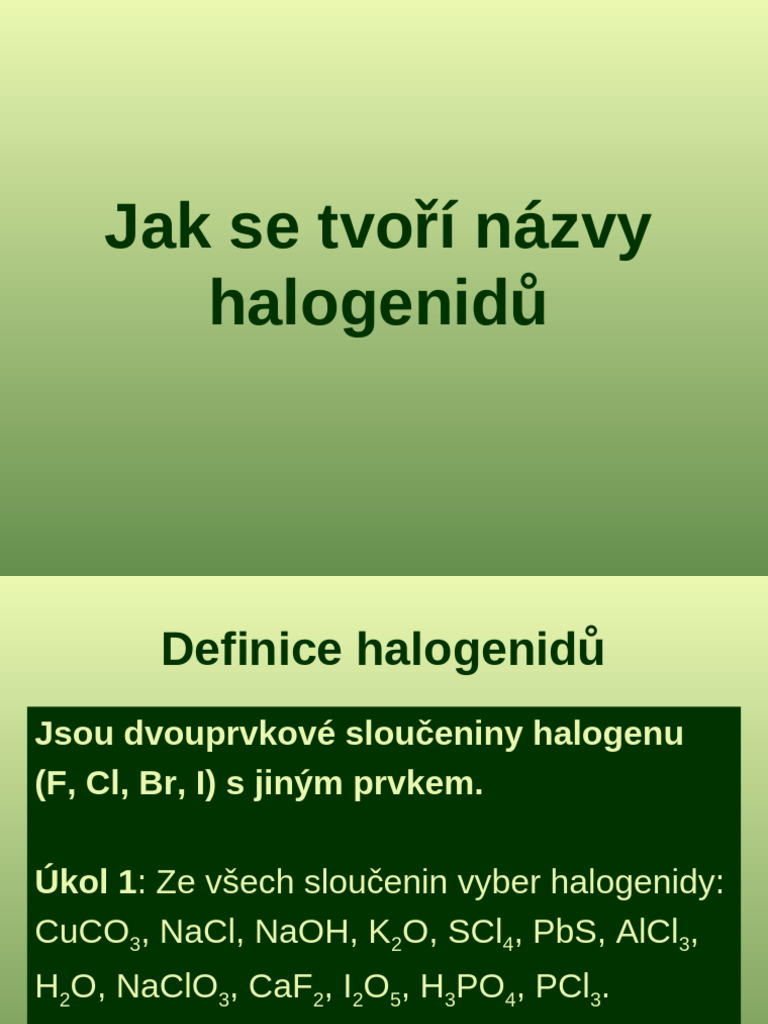 Jak Se Tvori Nazvy Halogenidu | PDF