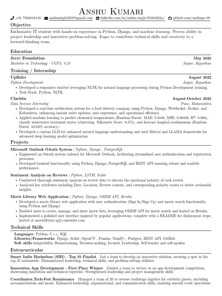 Anshu Resume | PDF
