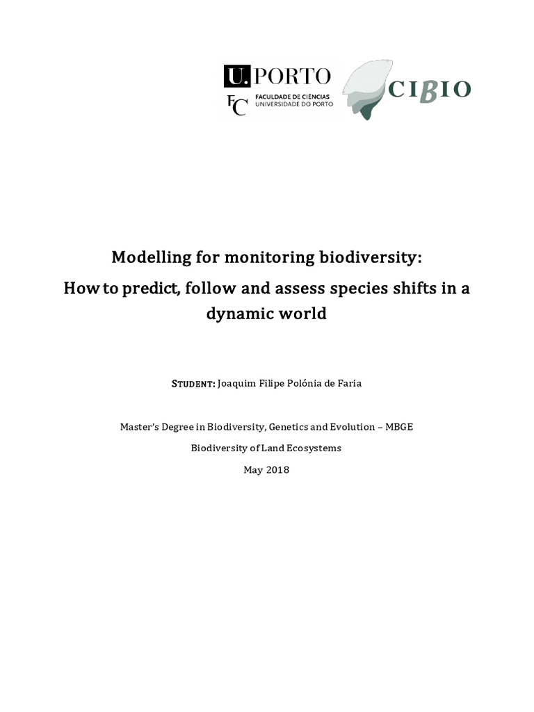 Modelling for monitoring biodiversity: How to predict, follow and assess species shifts in a ...