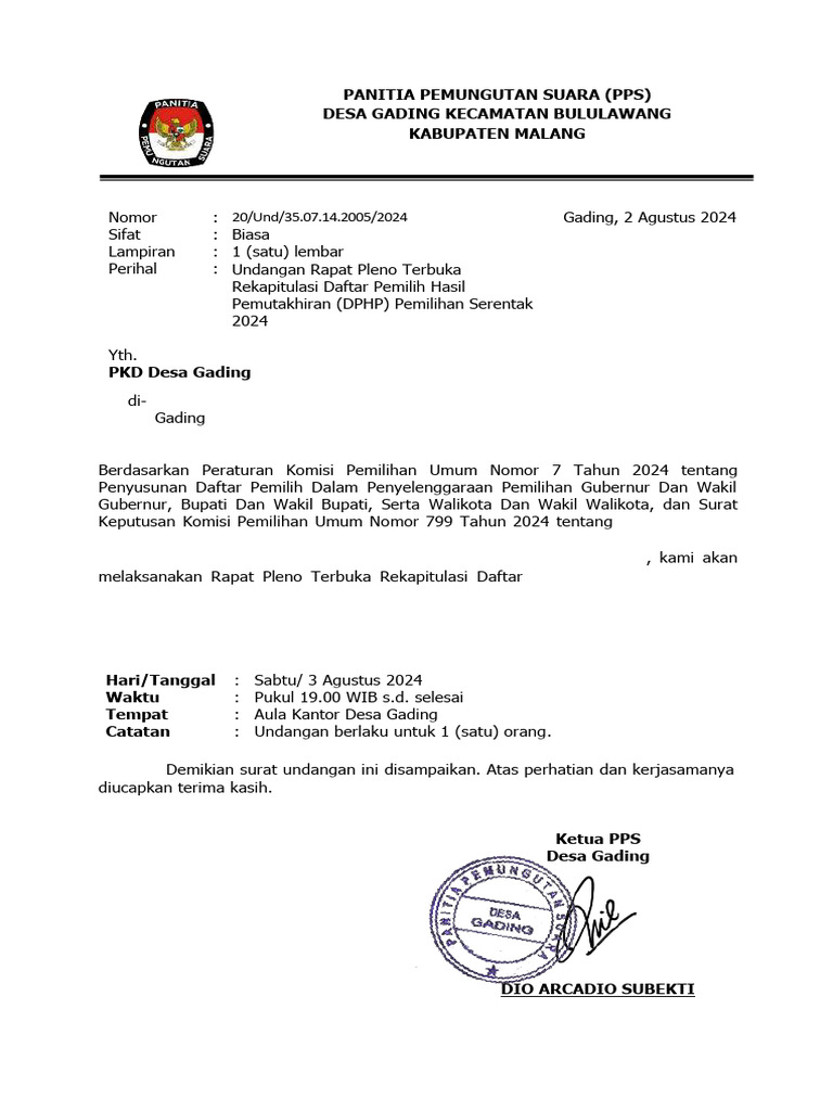 Undangan Pleno (PKD) | PDF