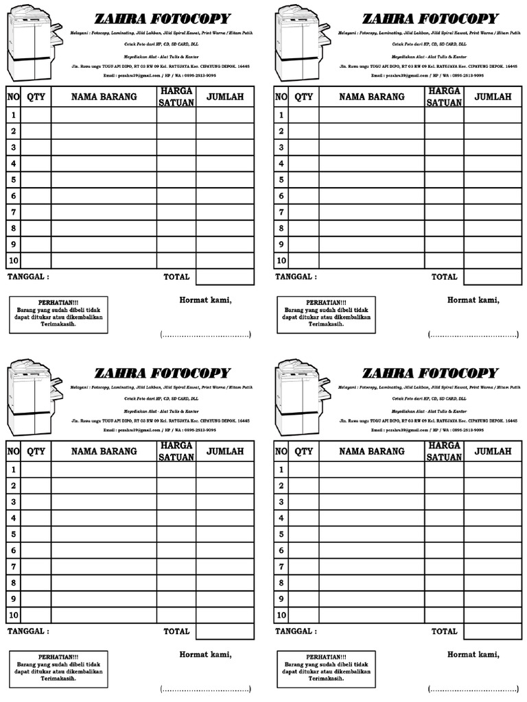 Nota Bon Toko New | PDF