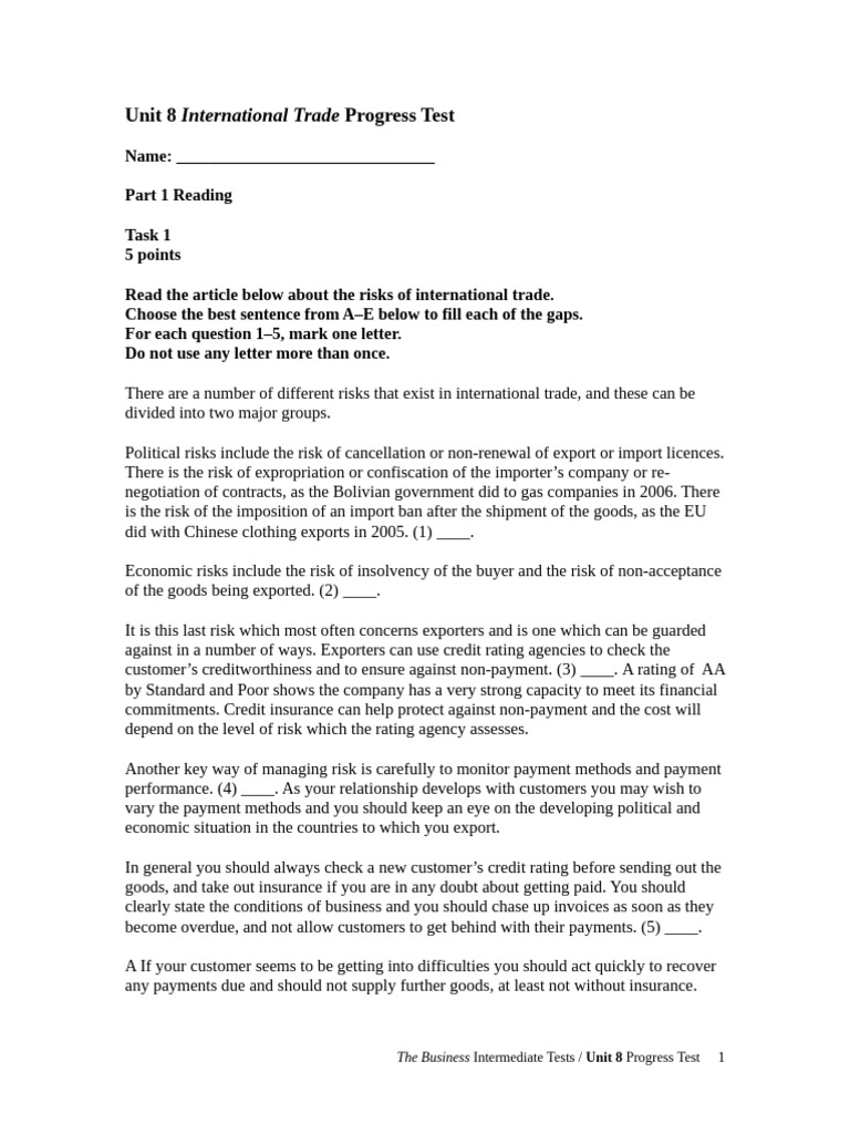Business Trade Test | PDF | Credit Rating Agency | Career & Growth