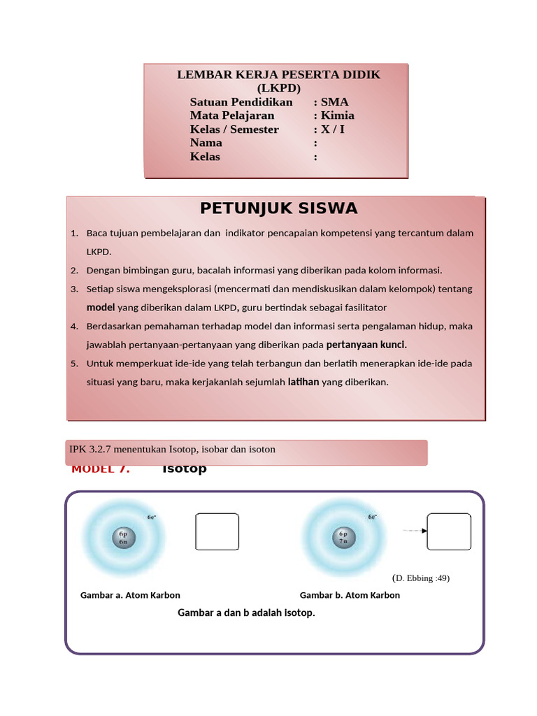 3.2 LKPD Kelas X Isotop Isobar Isoton | PDF