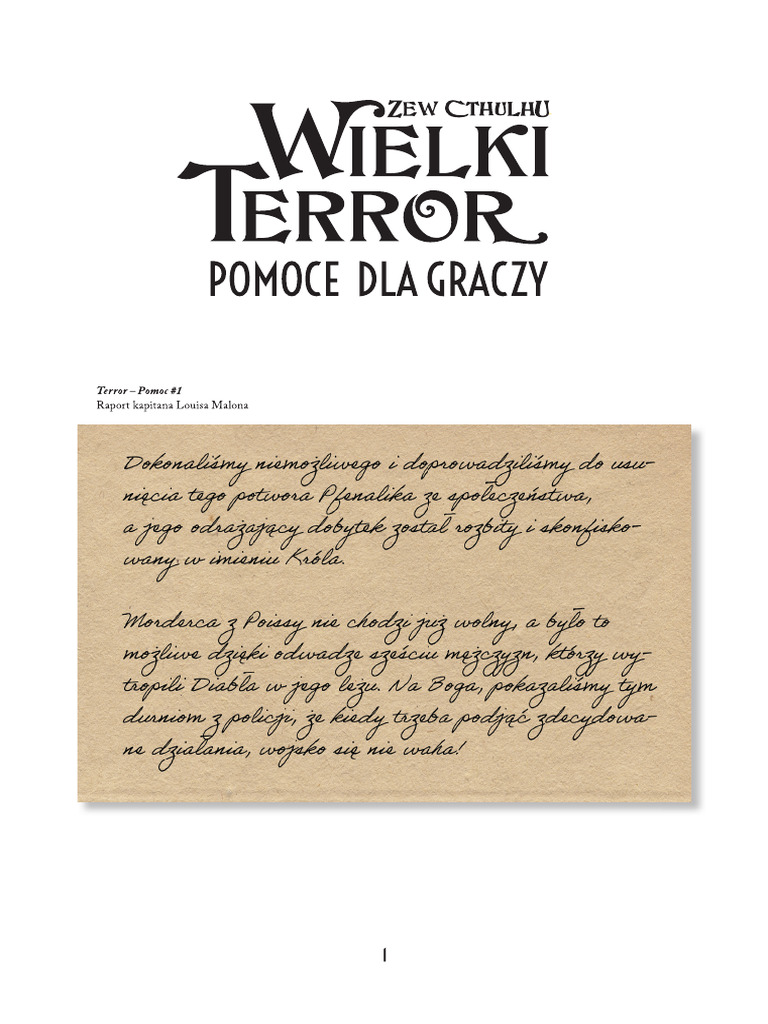 Zew Cthulhu - Wielki Terror - Pomoce Dla Graczy | PDF