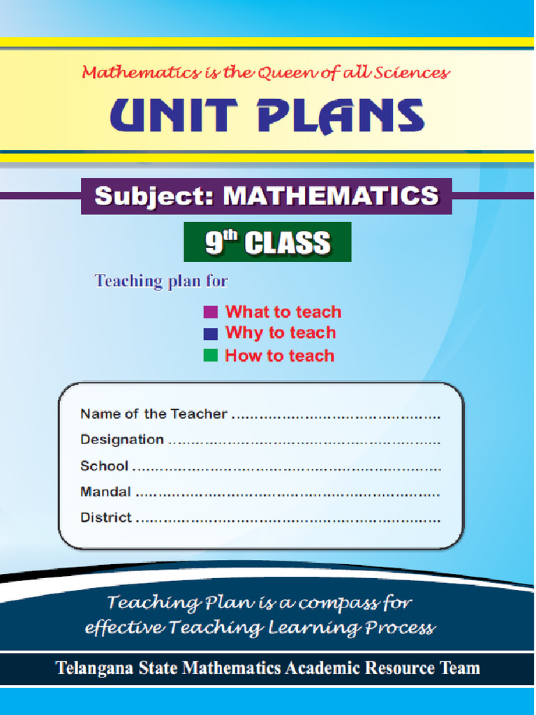 9th Maths Unit Plans | PDF
