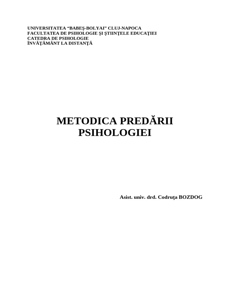 Codruta Bozdog - Metodica Predarii Psihologiei | PDF