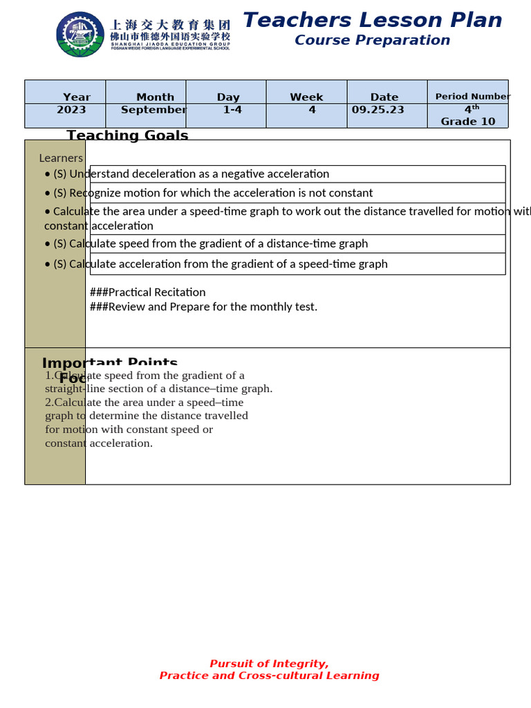 Teachers Lesson Plan - G10 WEEK 4 | PDF