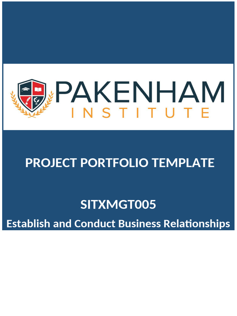 SITXMGT005 Project Portfolio Template | PDF