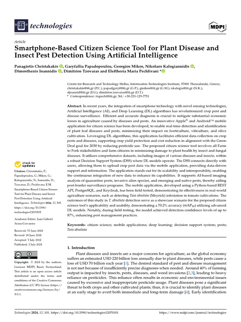 Smartphone Based Citizen Science Tool For Plant Disease And Insect Pest