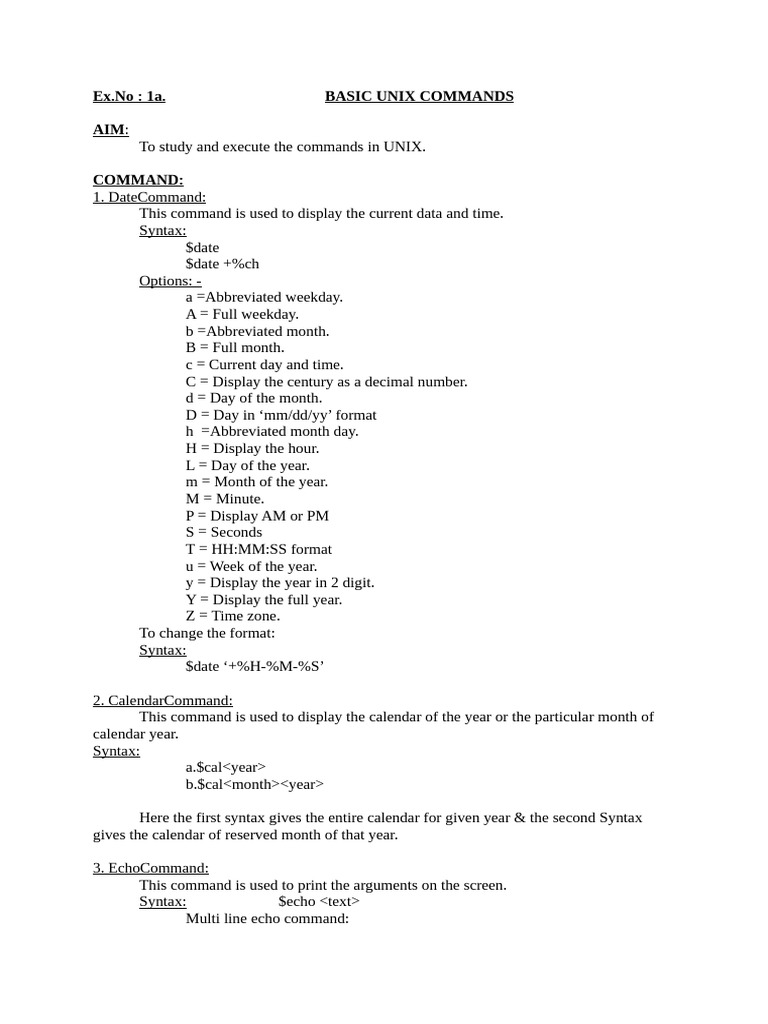 Ex. 1 - Basic Commands | PDF